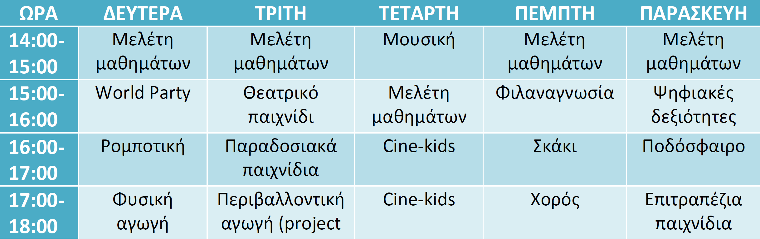 Πρόγραμμα Δραστηριοτήτων ΚΔΑΠ 2022-2023 – Εκπαιδευτήρια ΠΛΑΤΩΝ